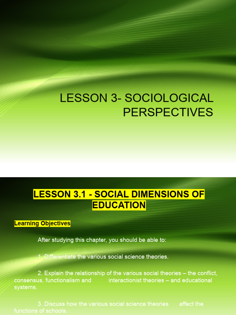 Sociological Perspectives on Education | PDF | Sociology | Institution