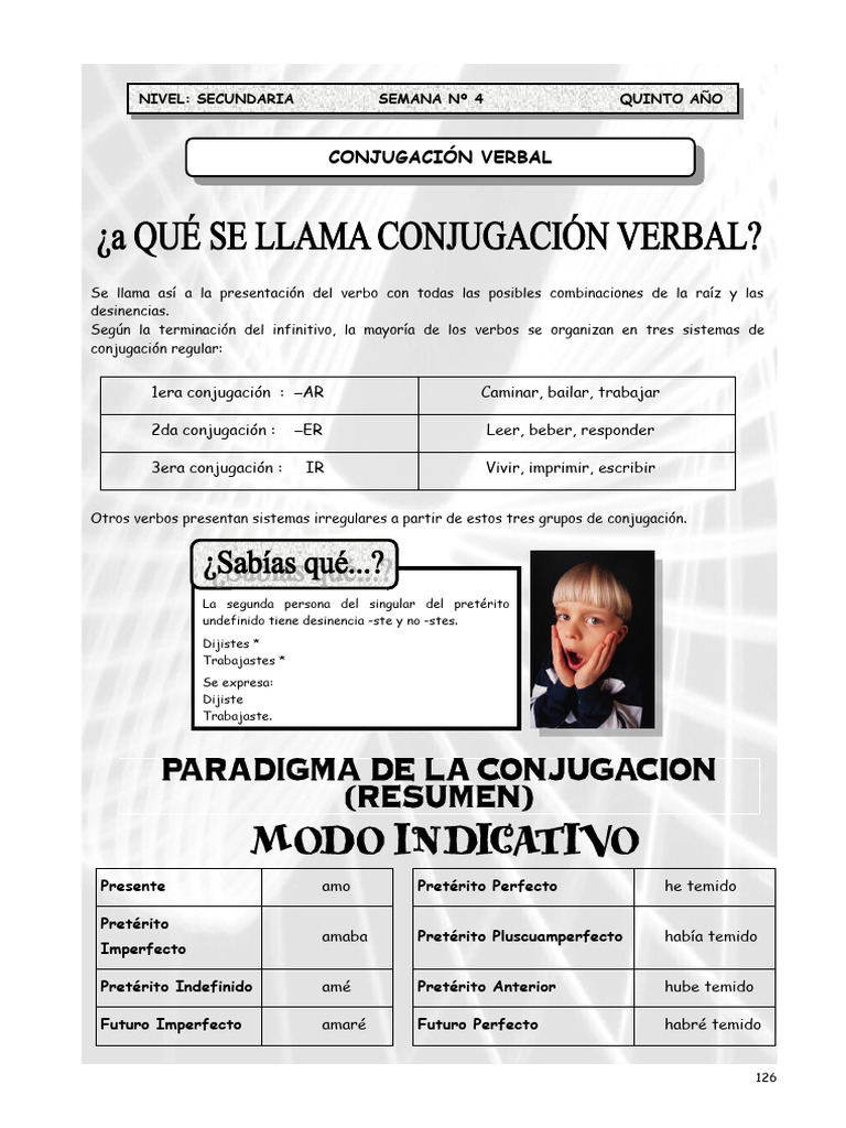 EL VERBO - Conjugación Verbal | PDF | Verbo | Mecánica del lenguaje