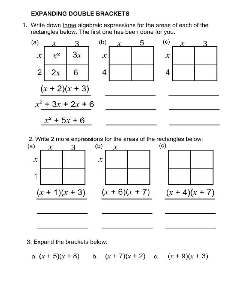 Expanding Double Brackets Student Sheet | PDF