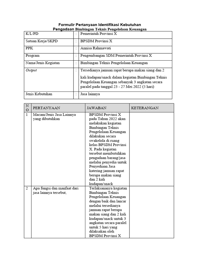 Lampiran 3 - Form Identifikasi Kebutuhan | PDF