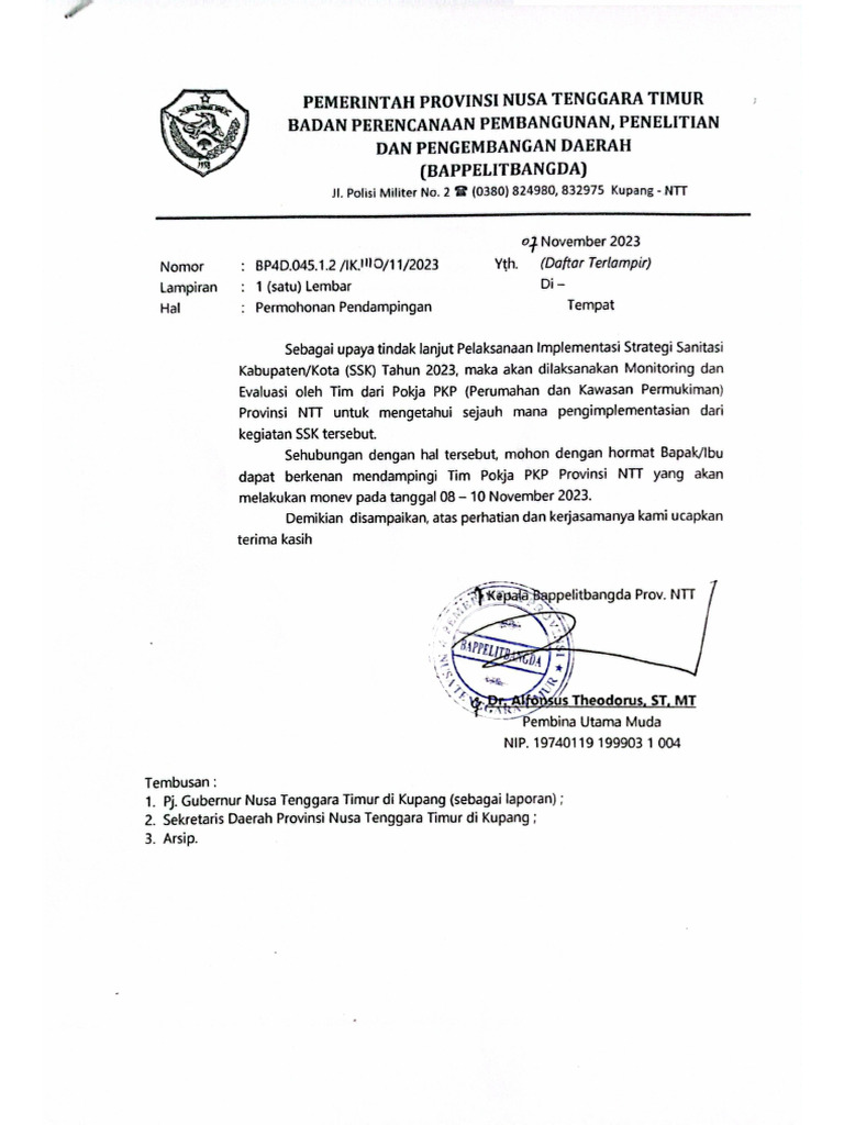 Permohonan Pendampingan Tim Monev SSK | PDF