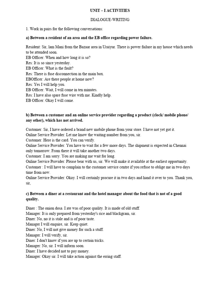 Dialogue Writing Activities for Communication Skills | PDF | Proverb ...