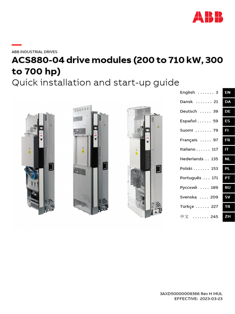ABB ACS880-04 Drive Quick Install Guide | PDF | Electric Motor | Fuse ...