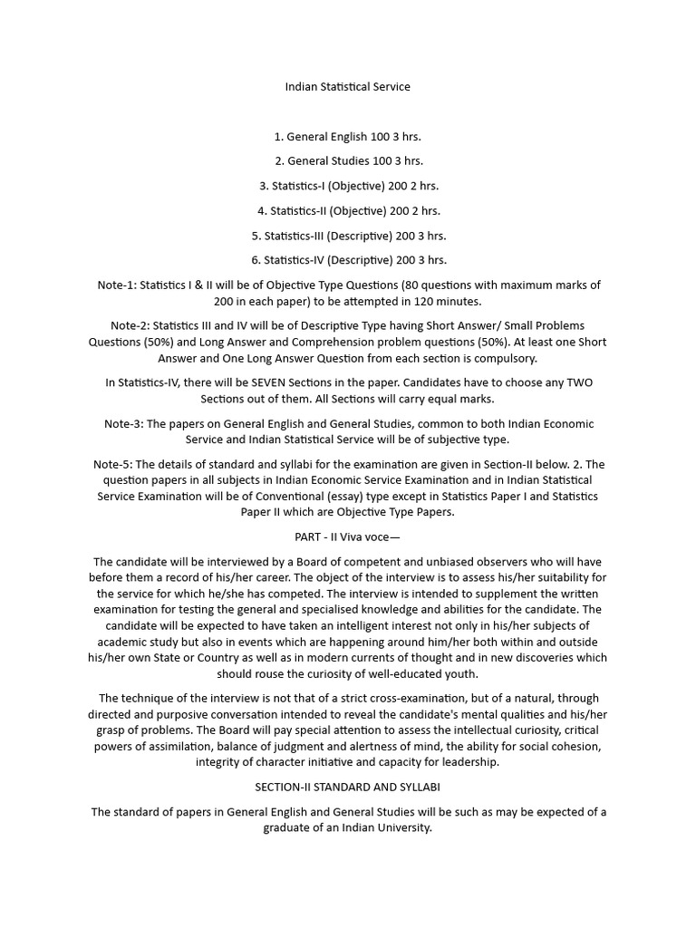 Indian Statistical Service | PDF | Sampling (Statistics) | Probability ...