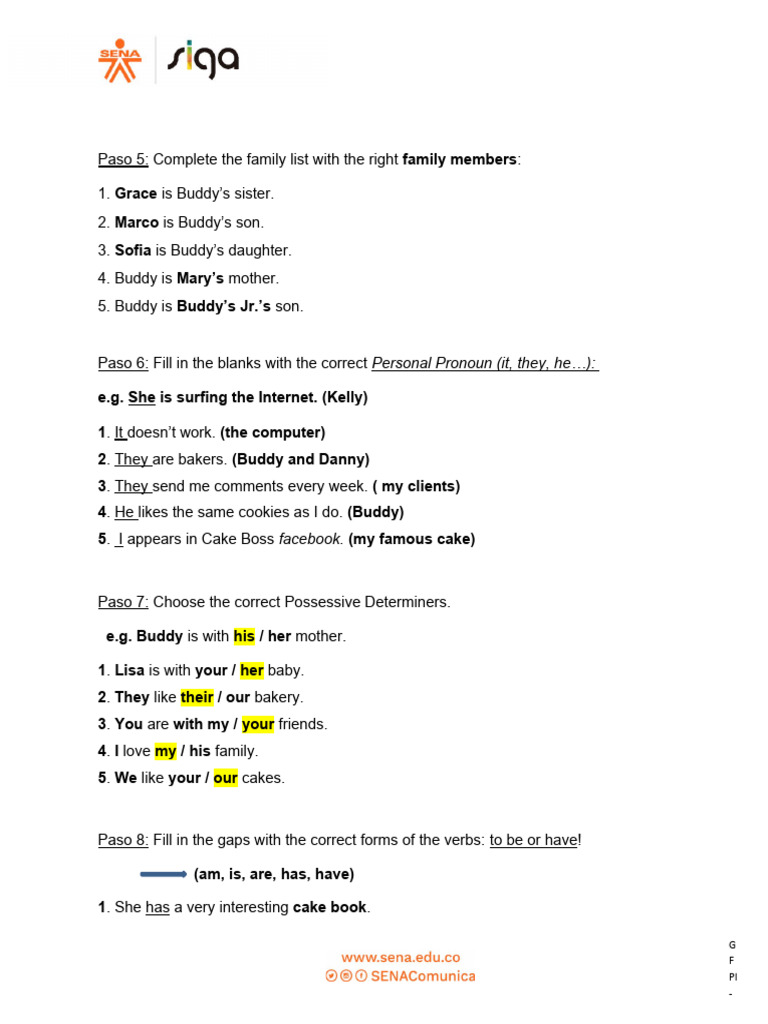 Family and Grammar Exercises | PDF | Languages | Foreign Language Studies