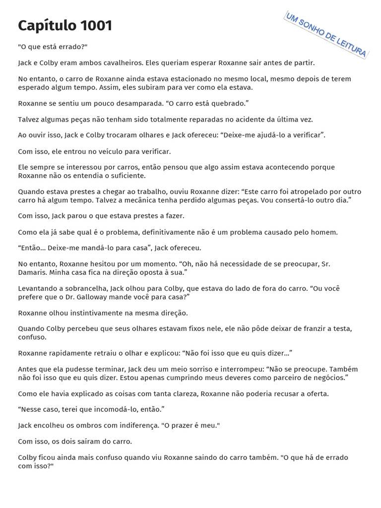 Carro Quebrado e Rivalidades: Roxanne, Jack e Colby | PDF | Acupuntura ...