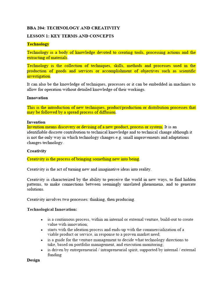 Bba 204 PDF | PDF | Innovation | Creativity