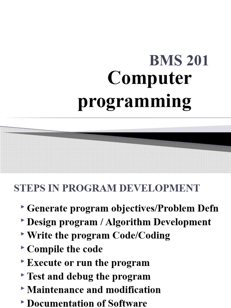 BMS 201 Programming Methodology 2021 | PDF | Computer Program | Programming