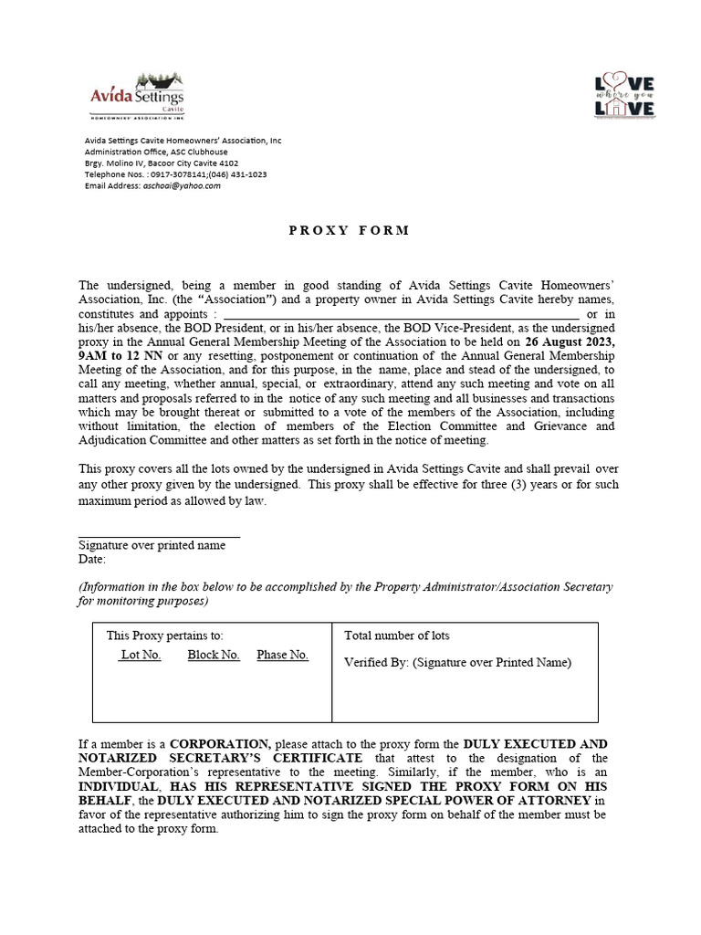 Proxy Form | PDF | Government | Justice