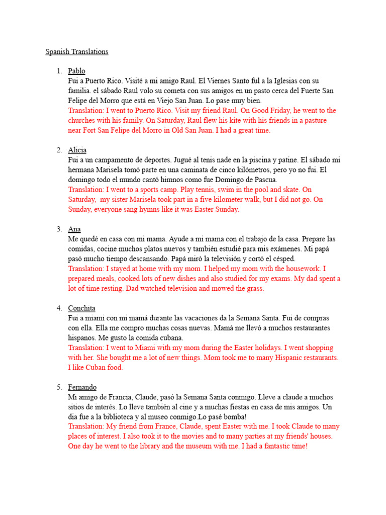 Spanish Translations | PDF