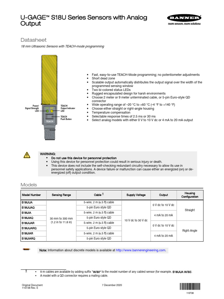Manual Sensor Proximity Banner | PDF | Ultrasound | Sensor