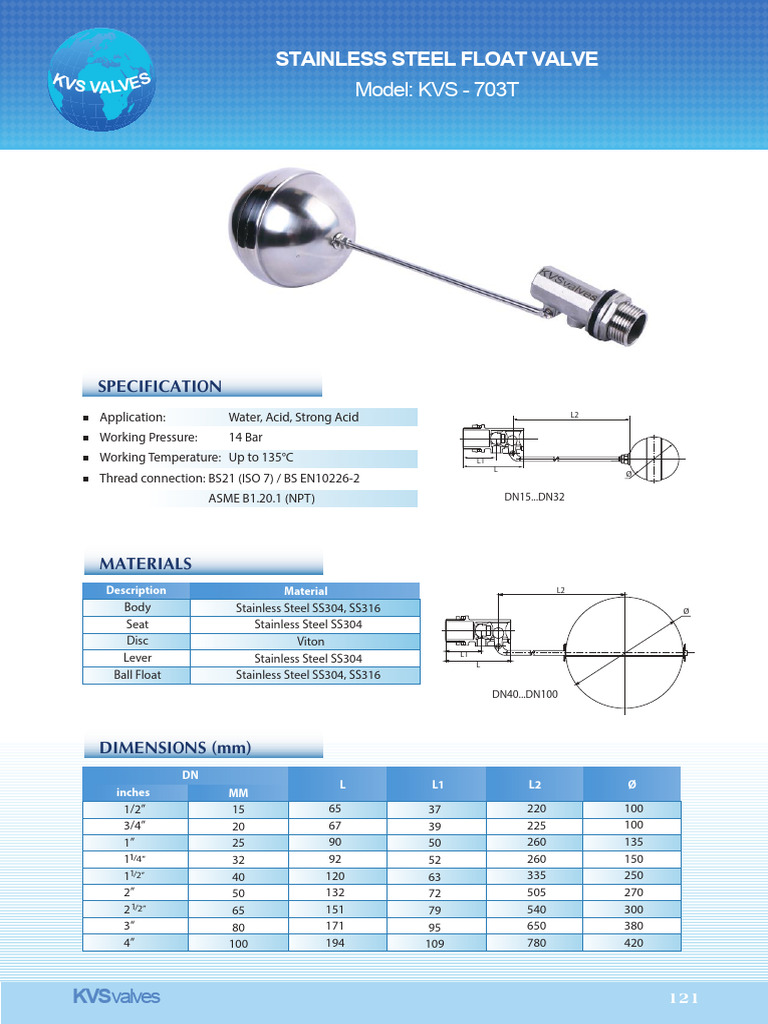 703t-Stainless Steel Float Valve | PDF | Valve | Stainless Steel
