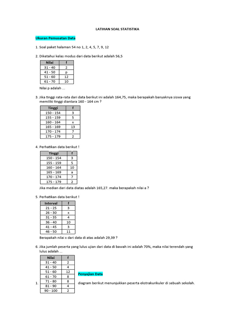 Latihan Soal Statistika | PDF