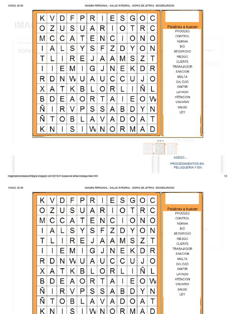 Sopas de Letras sobre Bioseguridad | PDF | Química | Ciencias fisicas