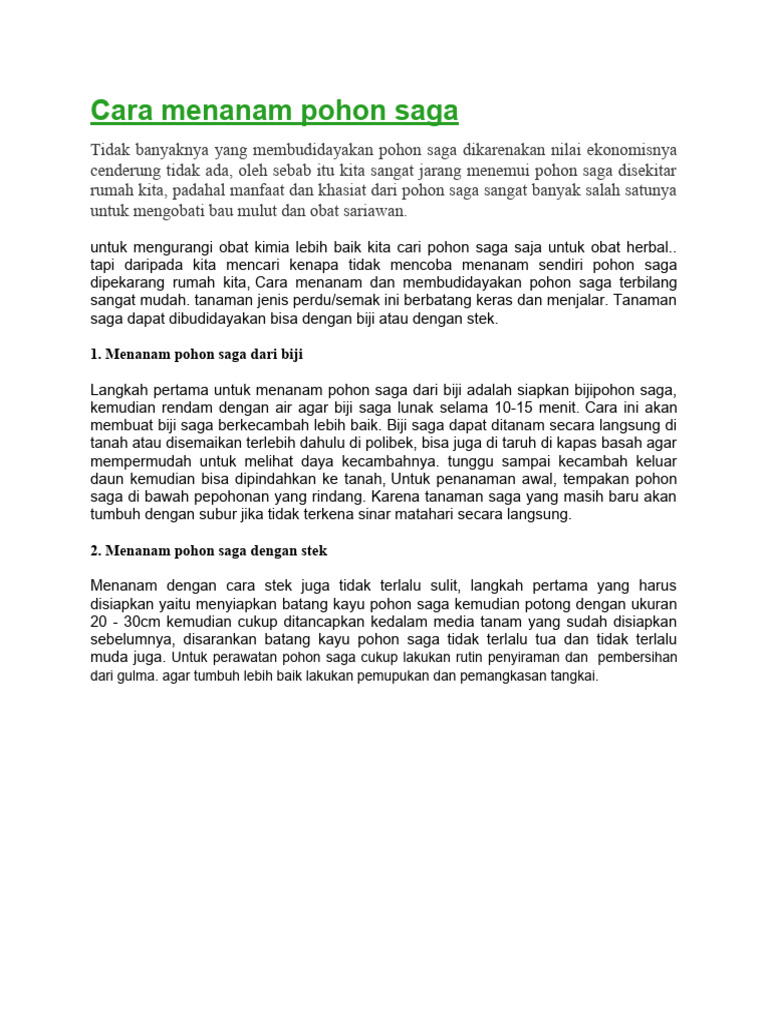 Cara Menanam Pohon Saga | PDF | Griya & Taman