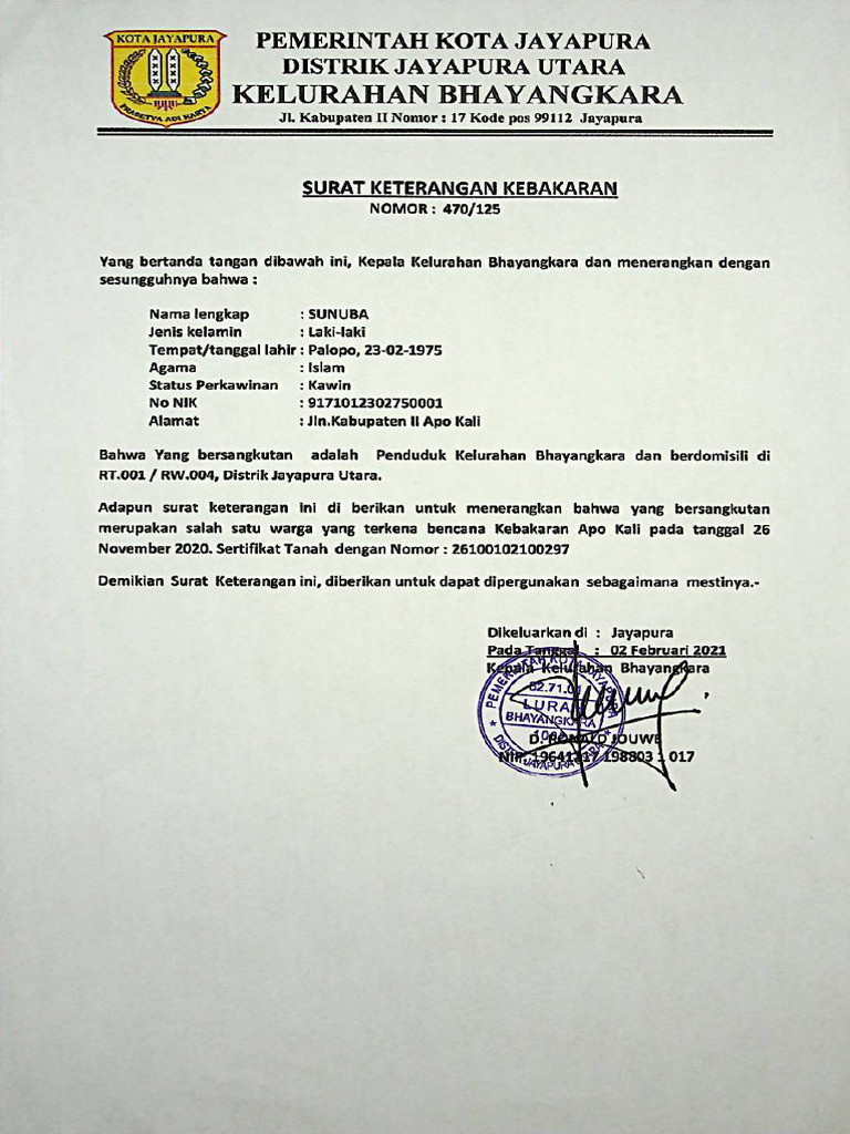 Surat Keterangan Dari Lurah | PDF