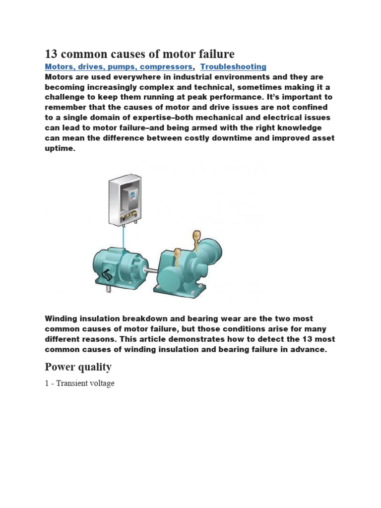 13 Common Causes of Motor Failure | PDF | Electric Motor | Bearing ... 13 Common Causes of Motor Failure | PDF | Electric Motor | Bearing ...