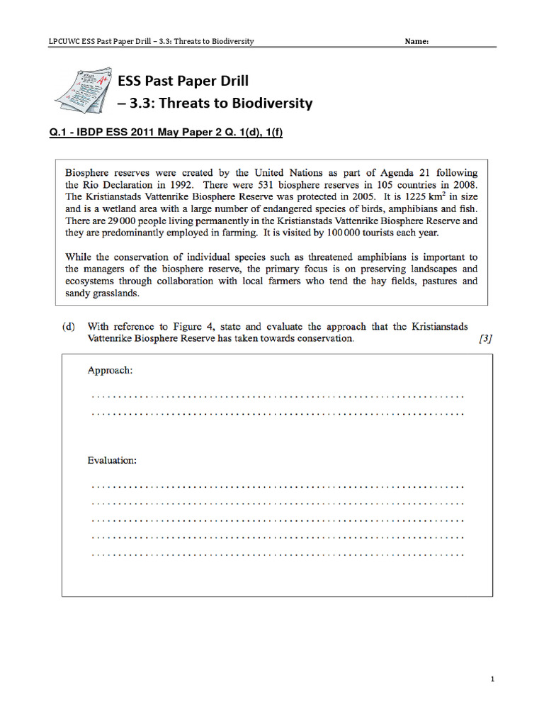 ESS PPD 3.3 Threats To Biodoiversity 2023 | PDF | Biodiversity ...