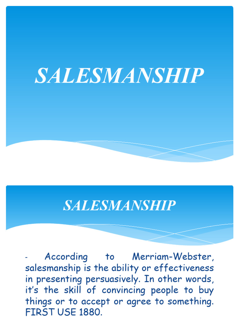 Salesmanship Powerpoint | PDF | Sales | Leadership