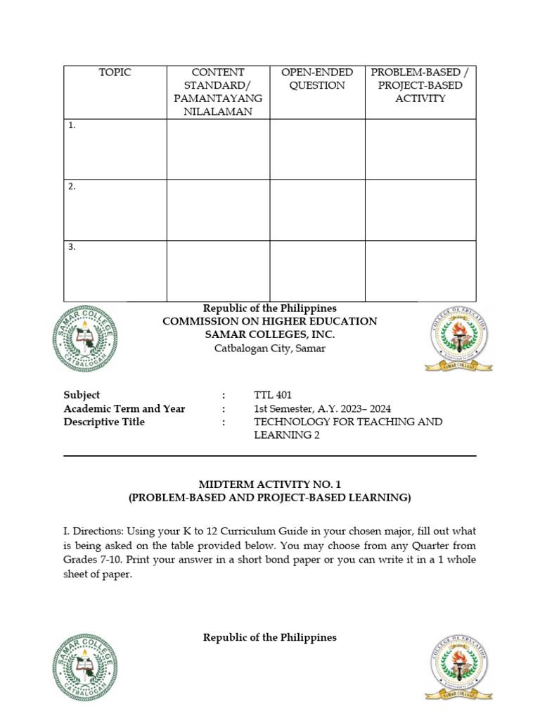 Midterm Activity in TTL 2 | PDF
