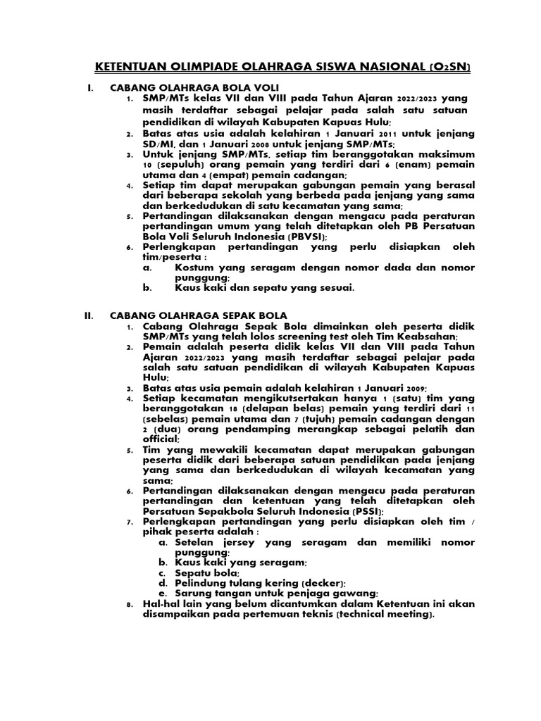 Juknis O2sn 2023 - SMP | PDF