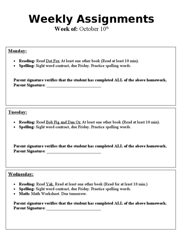 Weekly Assignments | PDF