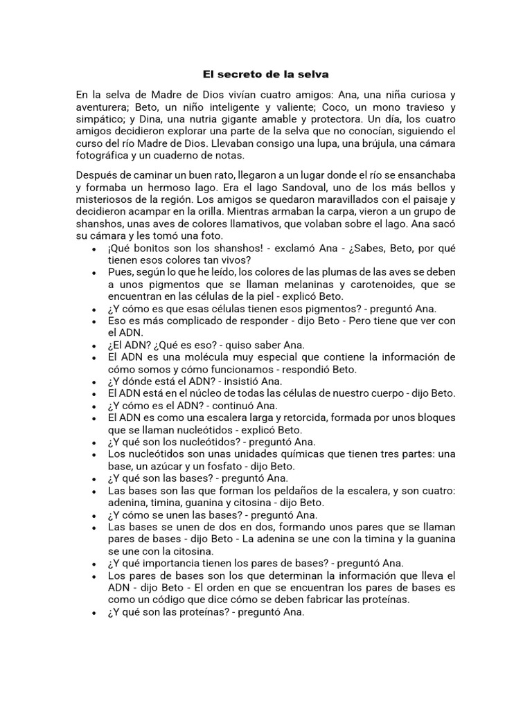 El Secreto de La Selva | PDF | Nucleótidos | Adn