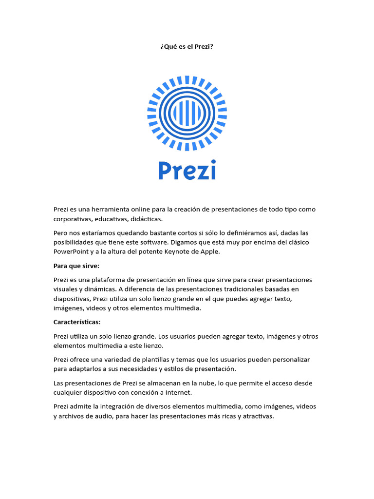 Qué es Prezi y sus características | PDF | Informática