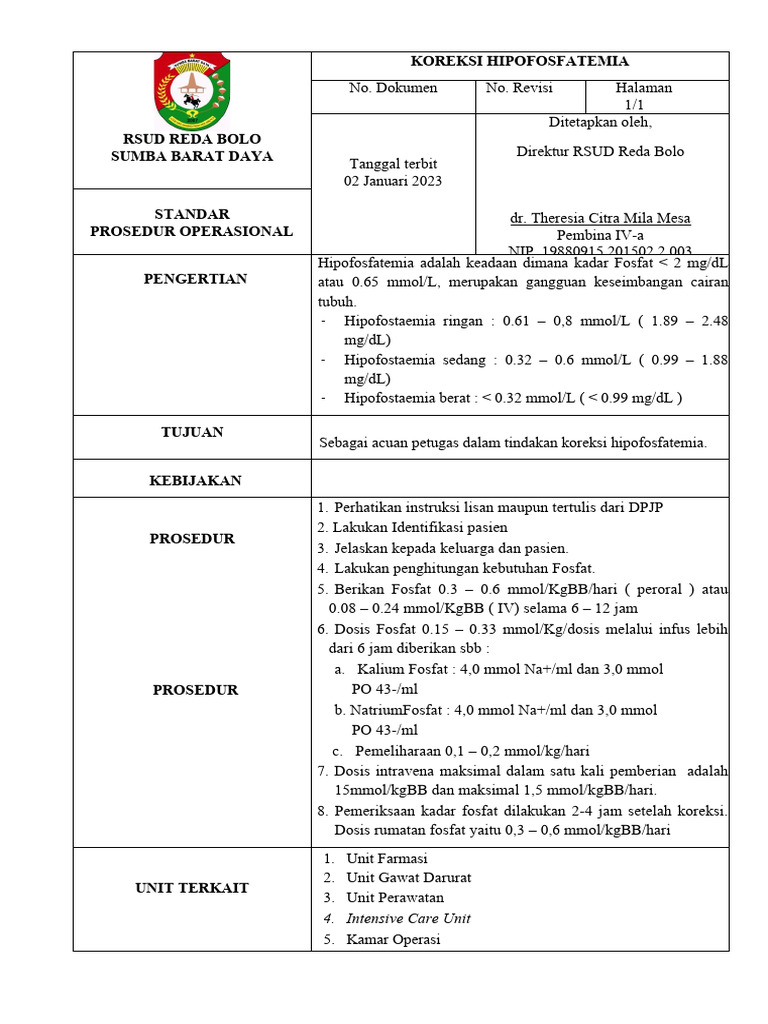Spo Koreksi Hipofosfatemia | PDF | Kesehatan Holistik | Sains & Matematika