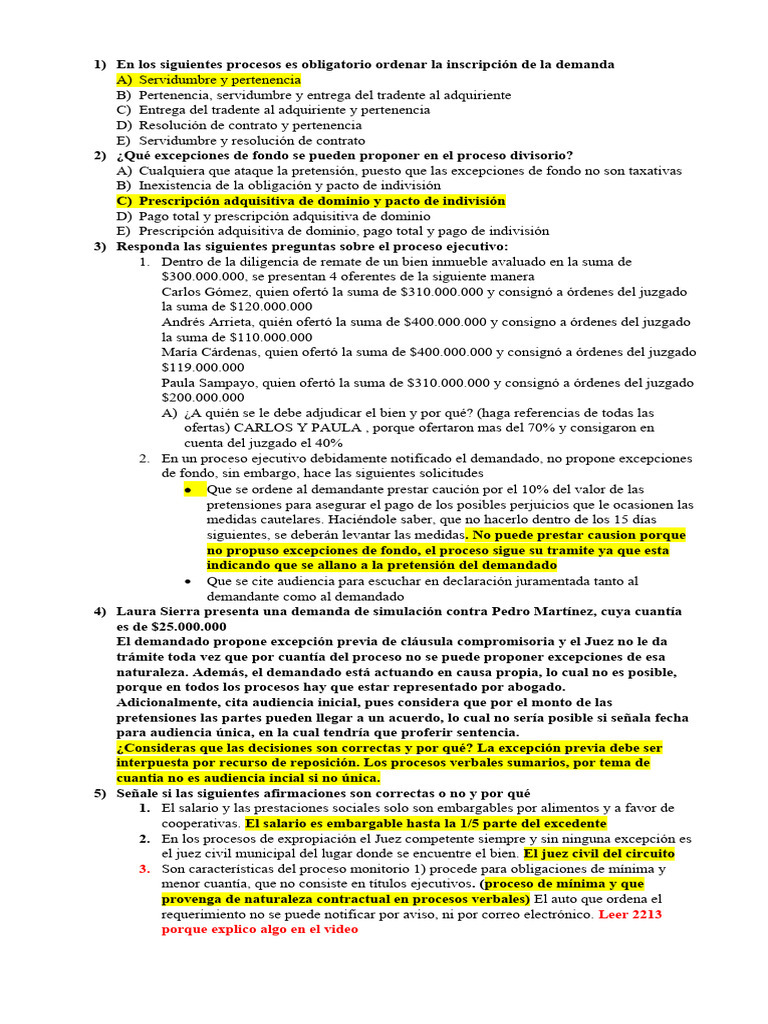 Procesos Legales: Demandas y Excepciones | PDF | Demanda judicial | Mandato