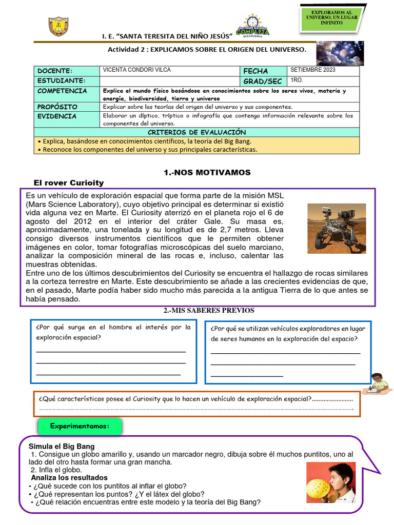 A-1º ACT 1 CYT UND 6- universo | PDF | Universo | Estrellas