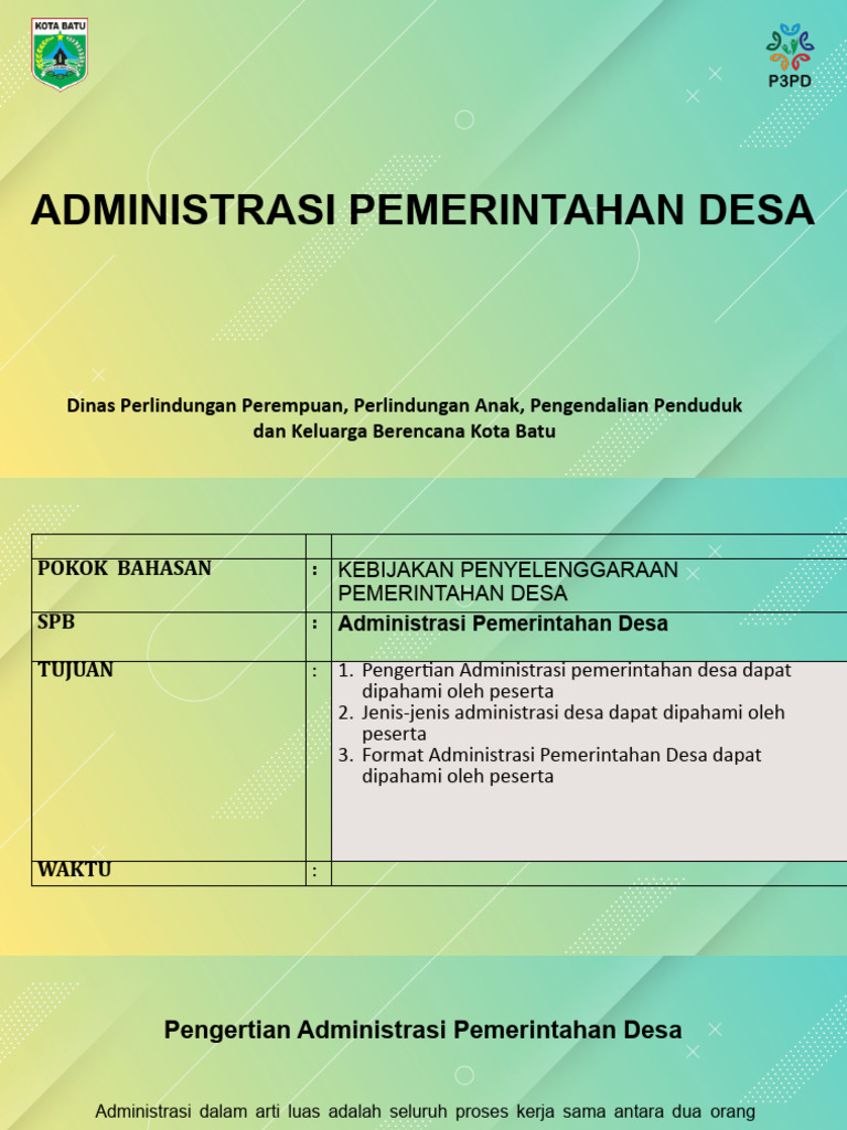 Administrasi Pemerintahan Desa | PDF