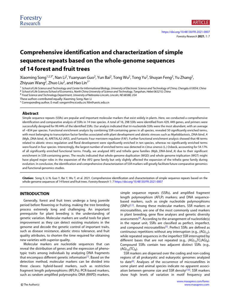 Comprehensive Identification and Characterization | PDF | Microsatellite | Single Nucleotide ...