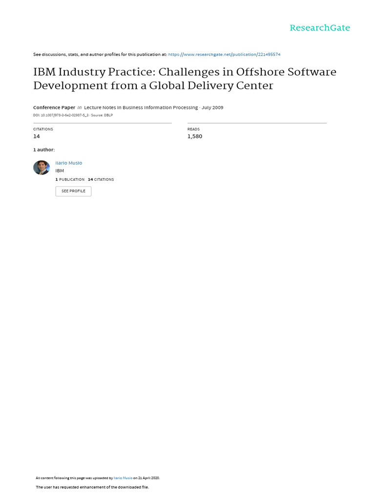 03 IBM Industry Practice - Challenges in Offshore Software Development From A Global Delivery ...