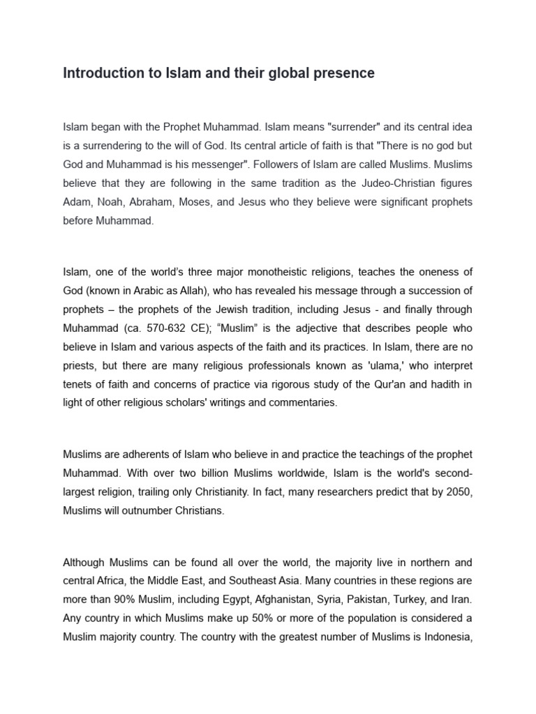 Introduction To Islam | PDF | Prophets And Messengers In Islam ...