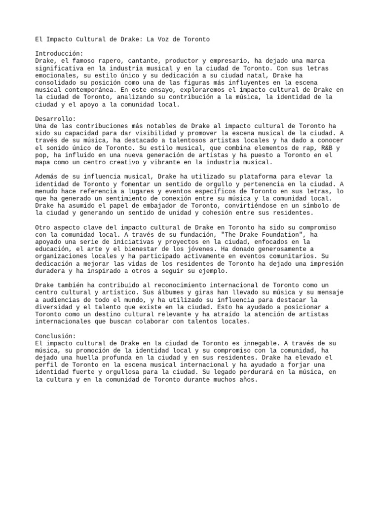 El Impacto Cultural de Drake | PDF | Drake (músico) | Golpecitos