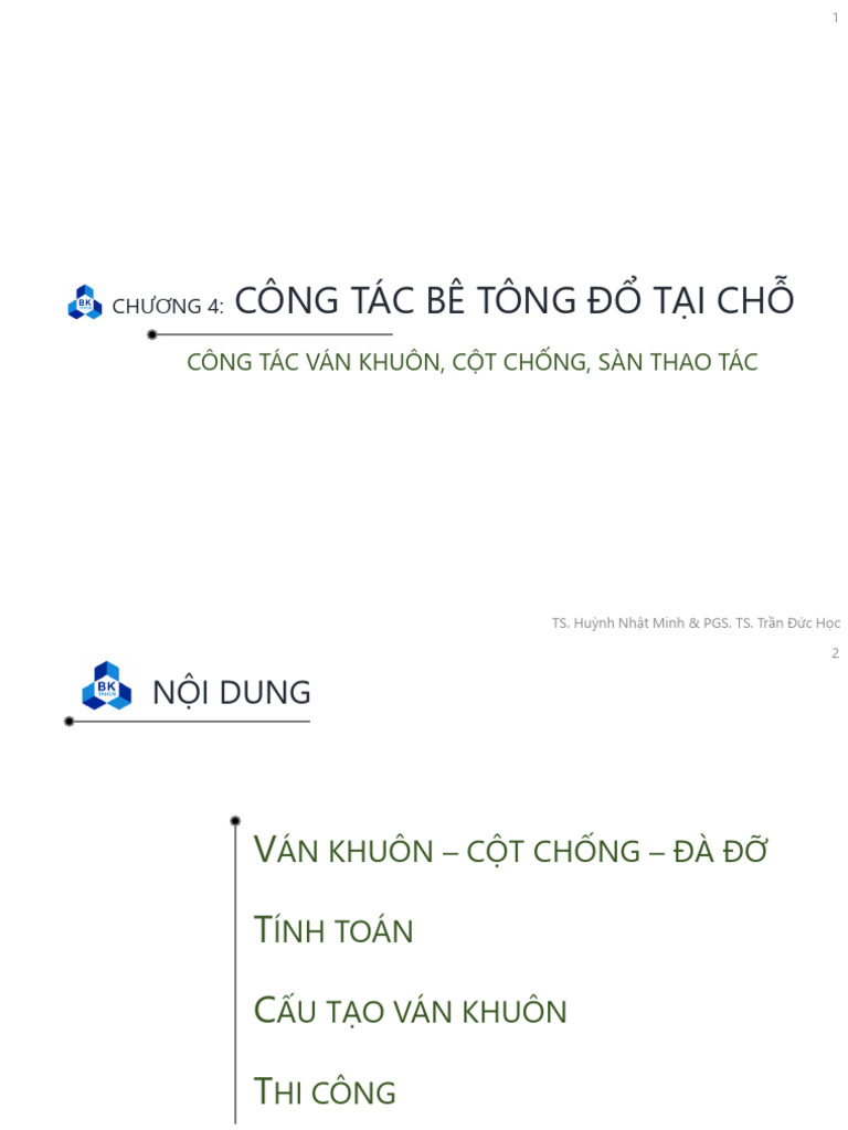 C4 - Công Tác Ván Khuôn, Cột Chống, Sàn Thao Tác | PDF