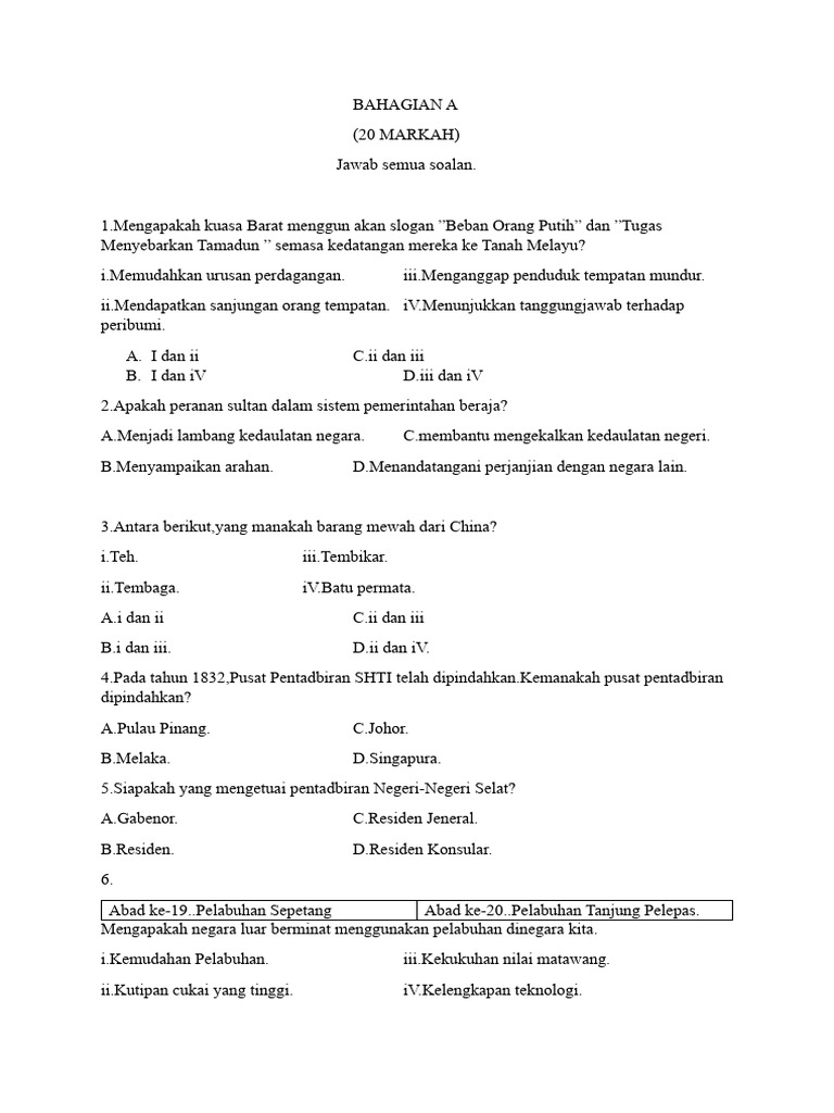 Soalan Pkbs 2 Sejarah t3 | PDF