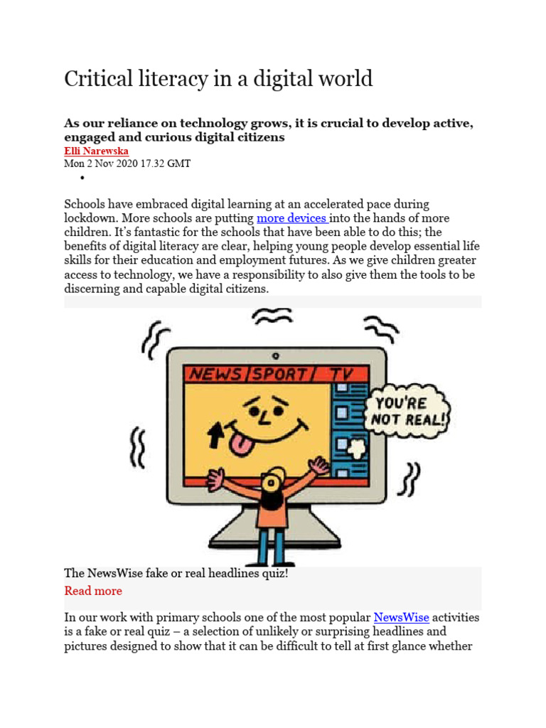 Critical Literacy in A Digital World | PDF | Social Media | Popular ...