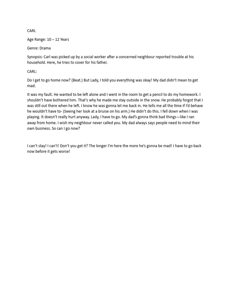 Carl Emotional Monologue | PDF