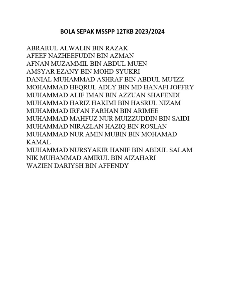 Bola Sepak MSSPP 12tkb 2023 | PDF