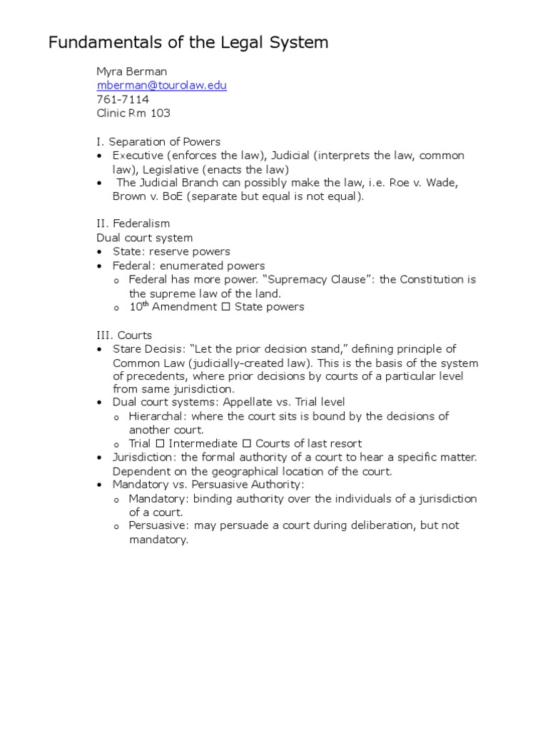 Legal System Fundamentals Explained | PDF