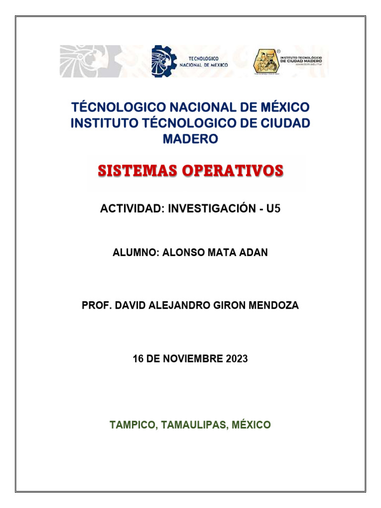 Investigación U5 T1 - Alonso Mata Adan | PDF | Archivo de computadora | Poco