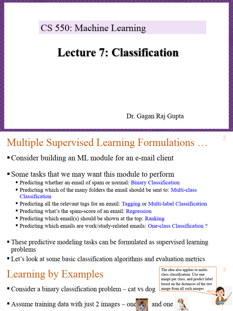 Cs550 Lec7 Classificationintro Pdf Statistical Classification Statistical Data Types