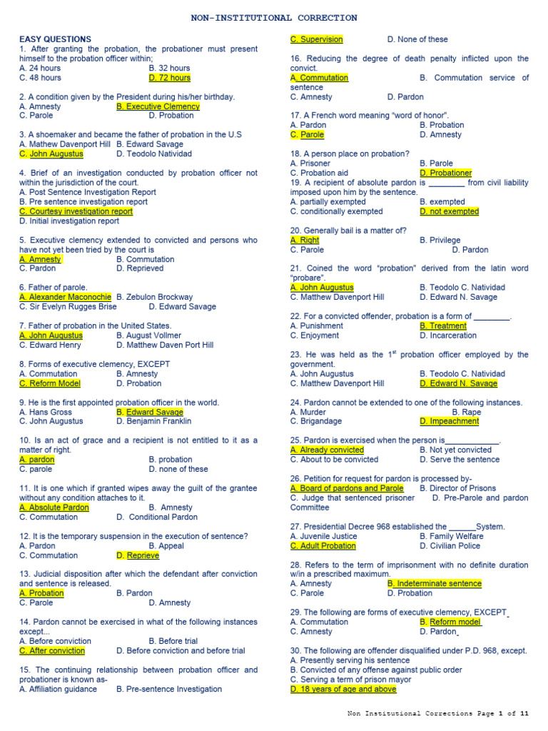 Non Institutional Correctional | PDF | Pardon | Probation