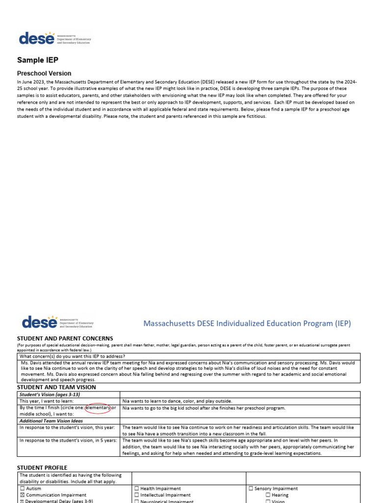 Sample Iep | PDF | Individualized Education Program | Special Education