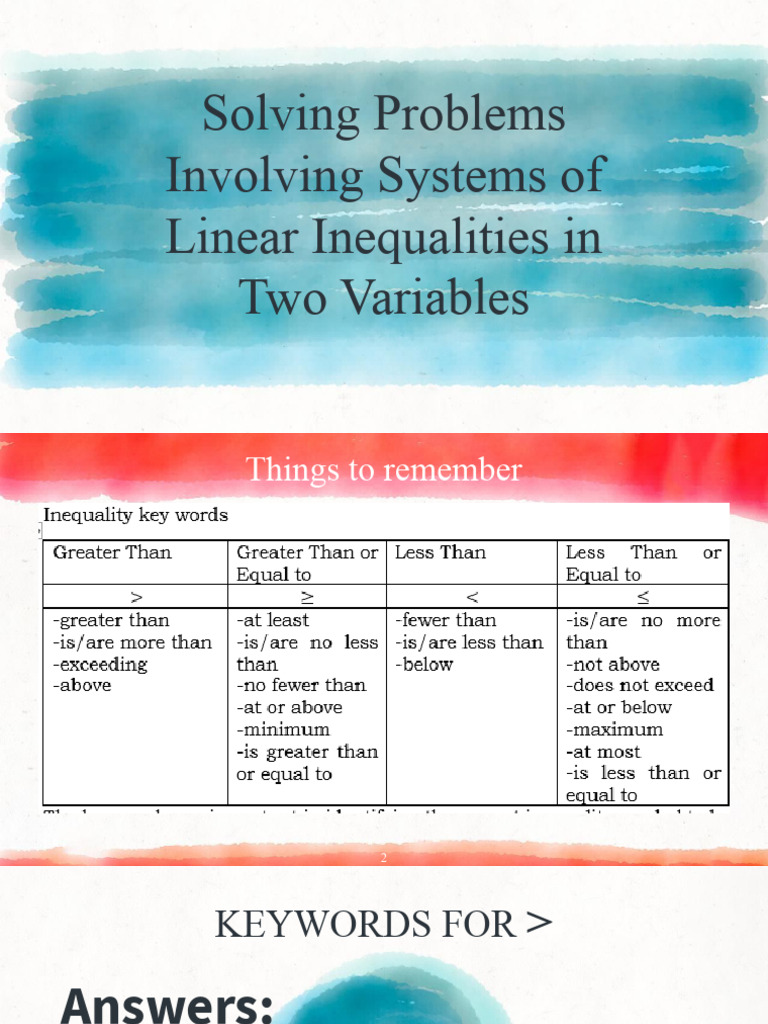 Problem Solving Involving Systems of LI in Two Variables | PDF | Applied Mathematics | Analysis