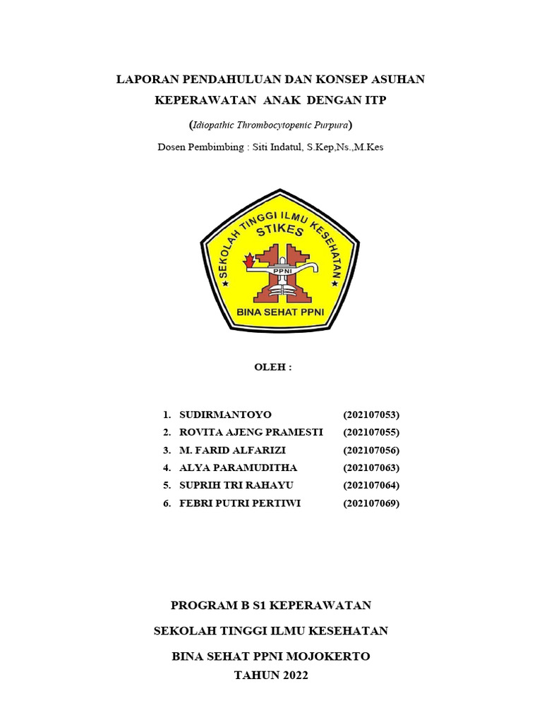 Kelompok 8 Bissmillah LP Dan Konsep Askep ANAK DENGAN ITP | PDF