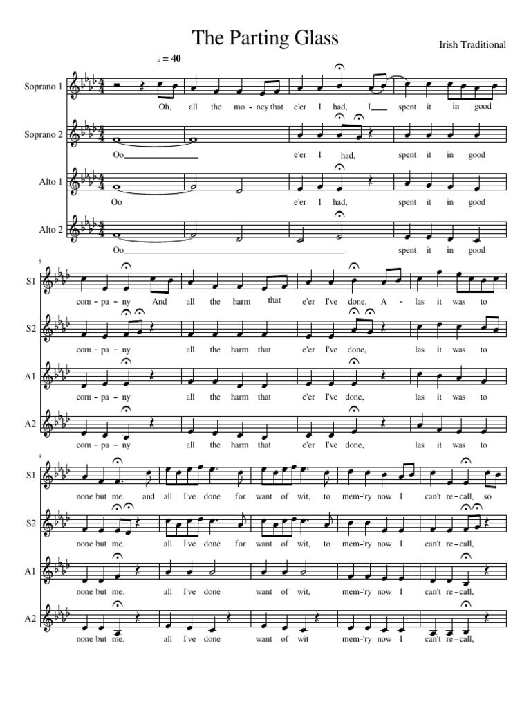 The Parting Glass Sheet Music | PDF