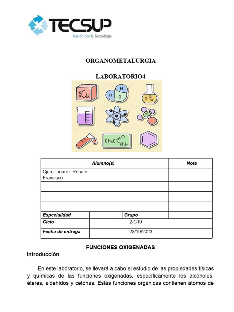 Guía de Laboratorio 4. Funciones Oxigenasa 1 | PDF | Etanol | Ester